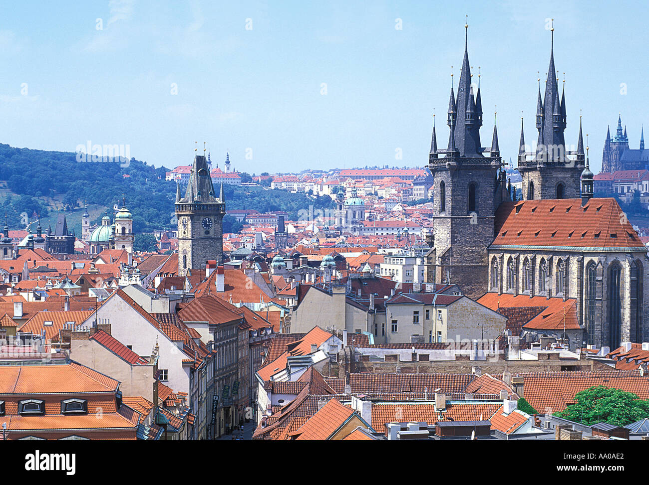 Prague castle view prague old town overview tyn church view hi-res ...