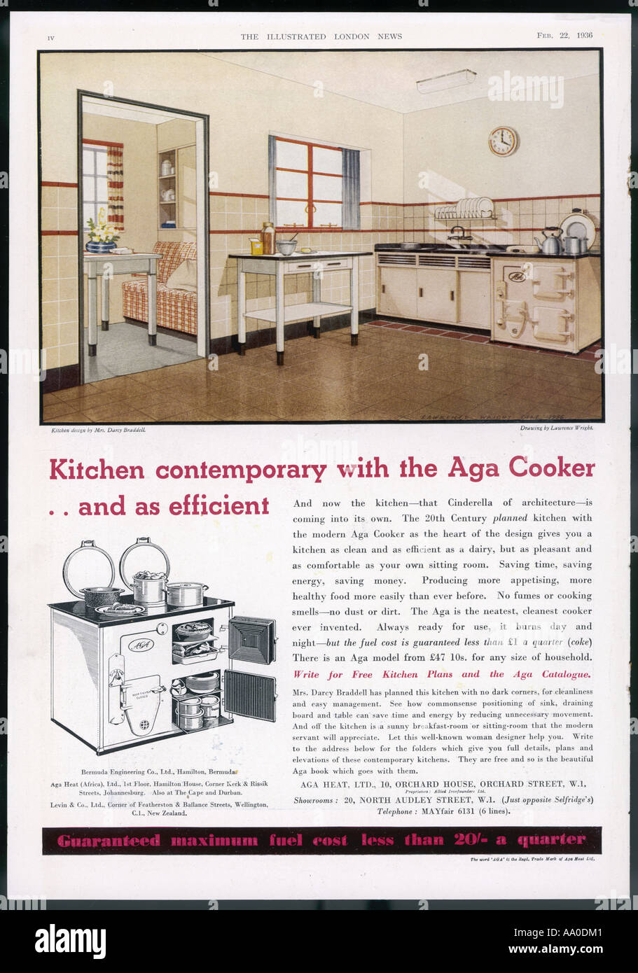 Advert Aga Cooker 1936 Stock Photo - Alamy