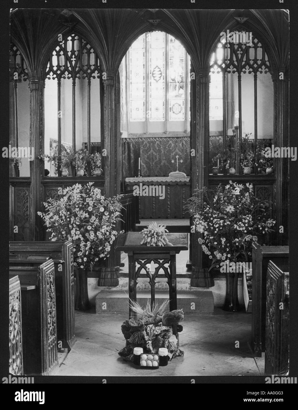 Flowers old church in Black and White Stock Photos & Images - Alamy