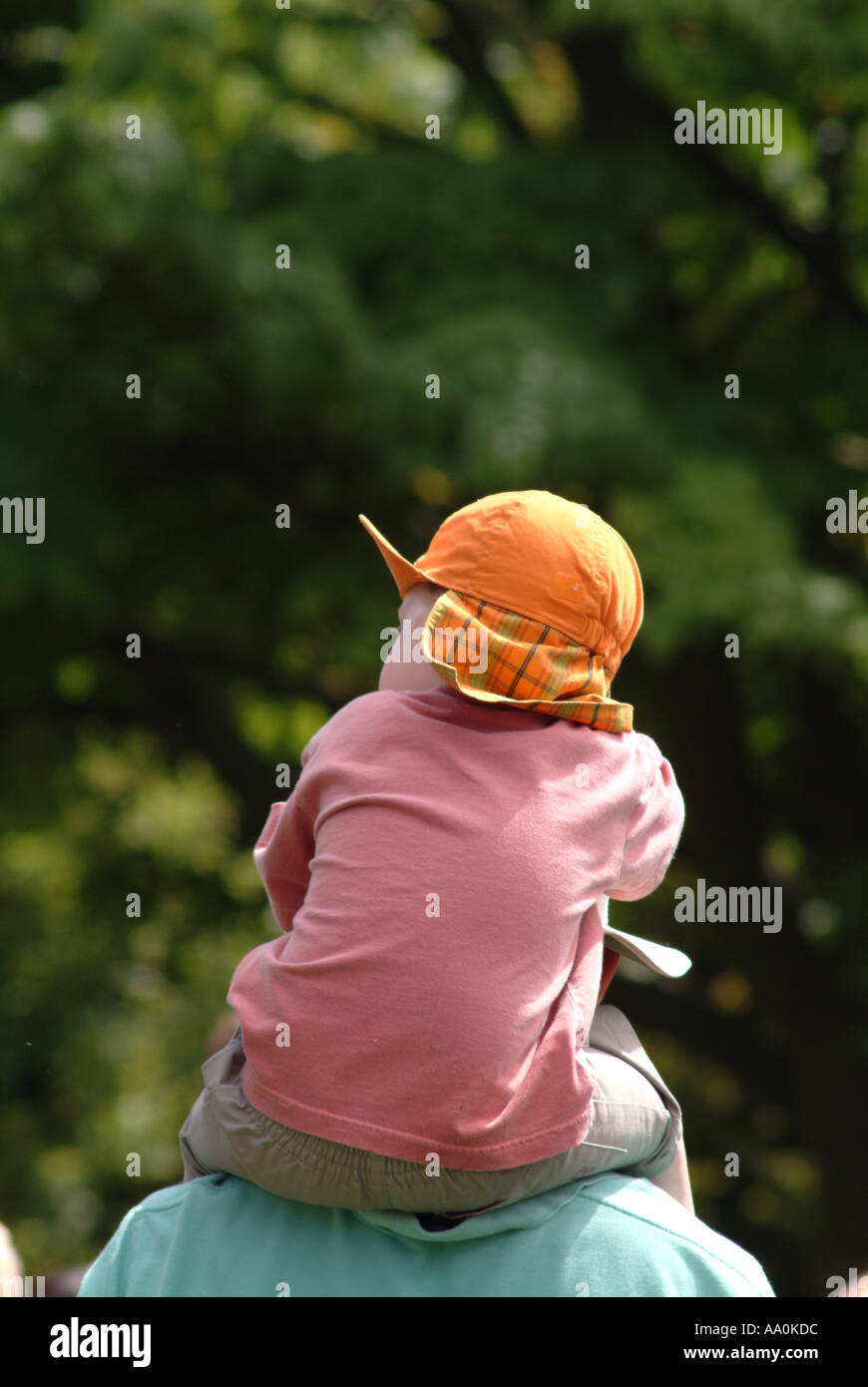 Rear view of a toddler having a piggyback ride Stock Photo - Alamy