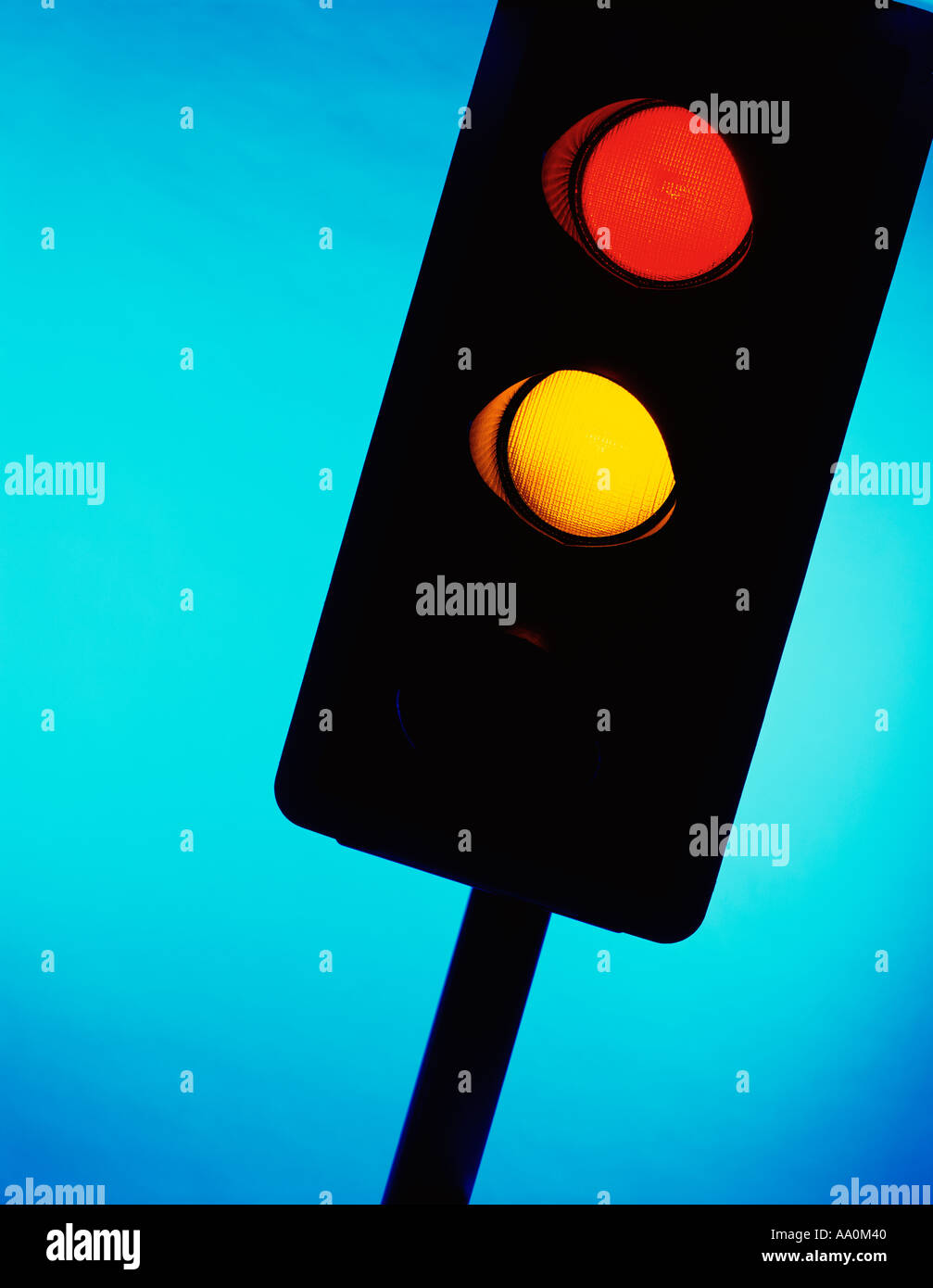 traffic light red and amber Stock Photo - Alamy