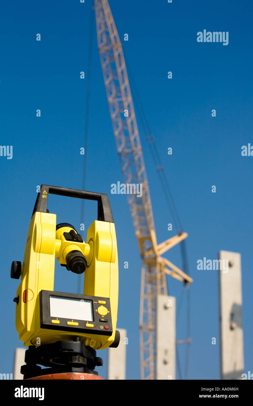 Surveying measuring equipment on a construction site Stock Photo - Alamy