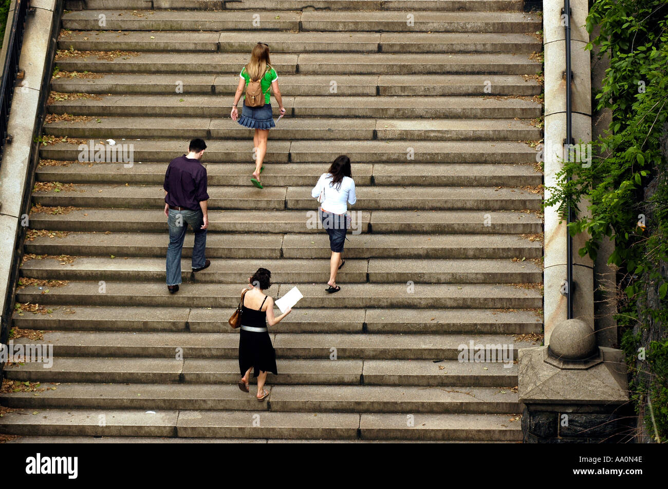 Visitors ascend stairs in Morningside Park in Harlem Stock Photo - Alamy