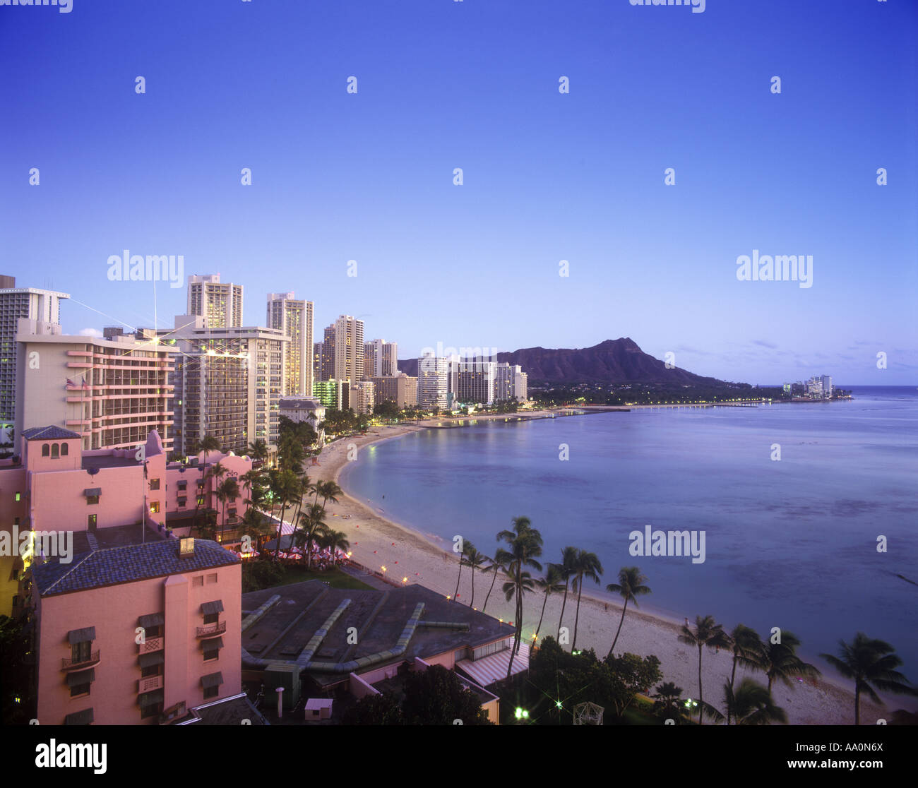 Overview waikiki beach night honolulu hi-res stock photography and ...