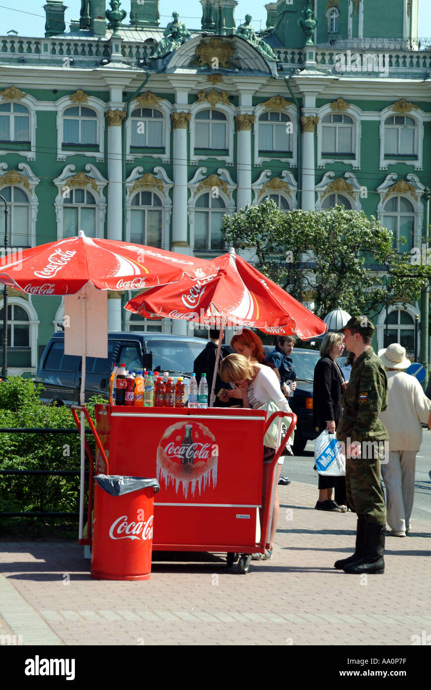St Petersburg Russia drinks and ice cream seller on the River Neva ...