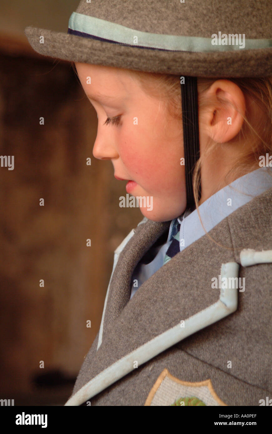 Profile of a young girl wearing school uniform Stock Photo - Alamy