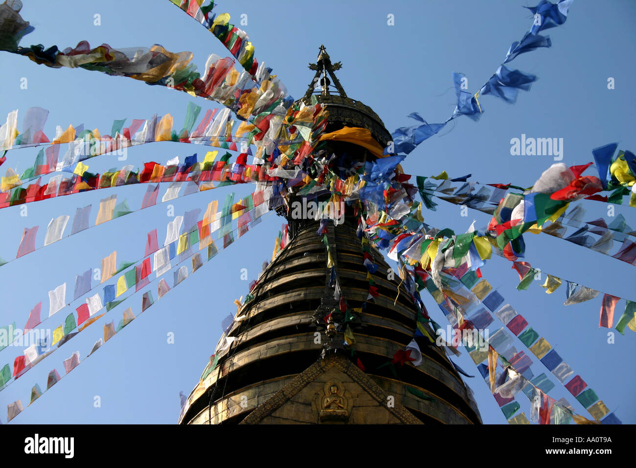 Blue and white prayer flags hi-res stock photography and images - Alamy