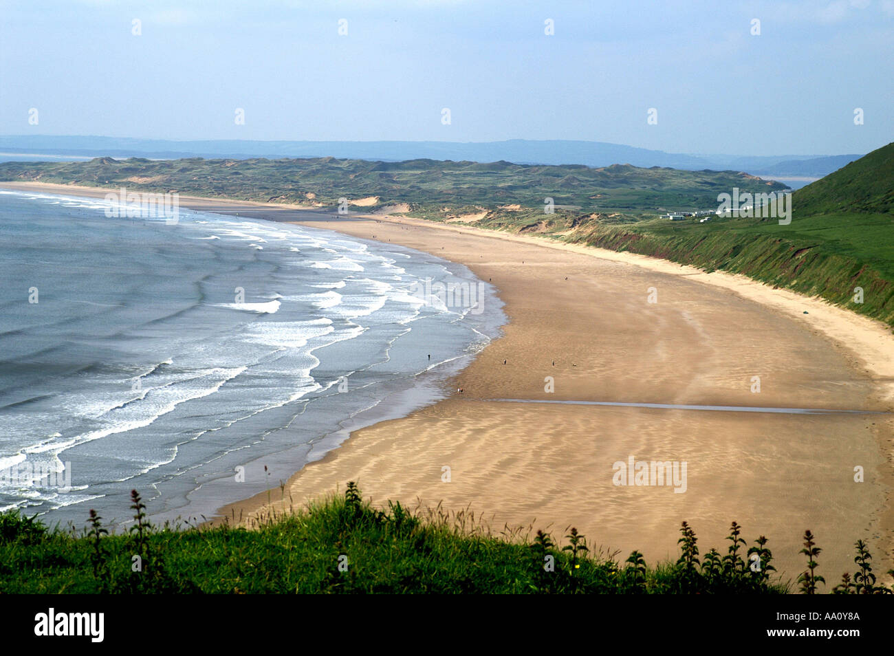 Beach and coastline near Worms Head The Gower peninsula Glamorgan Wales ...