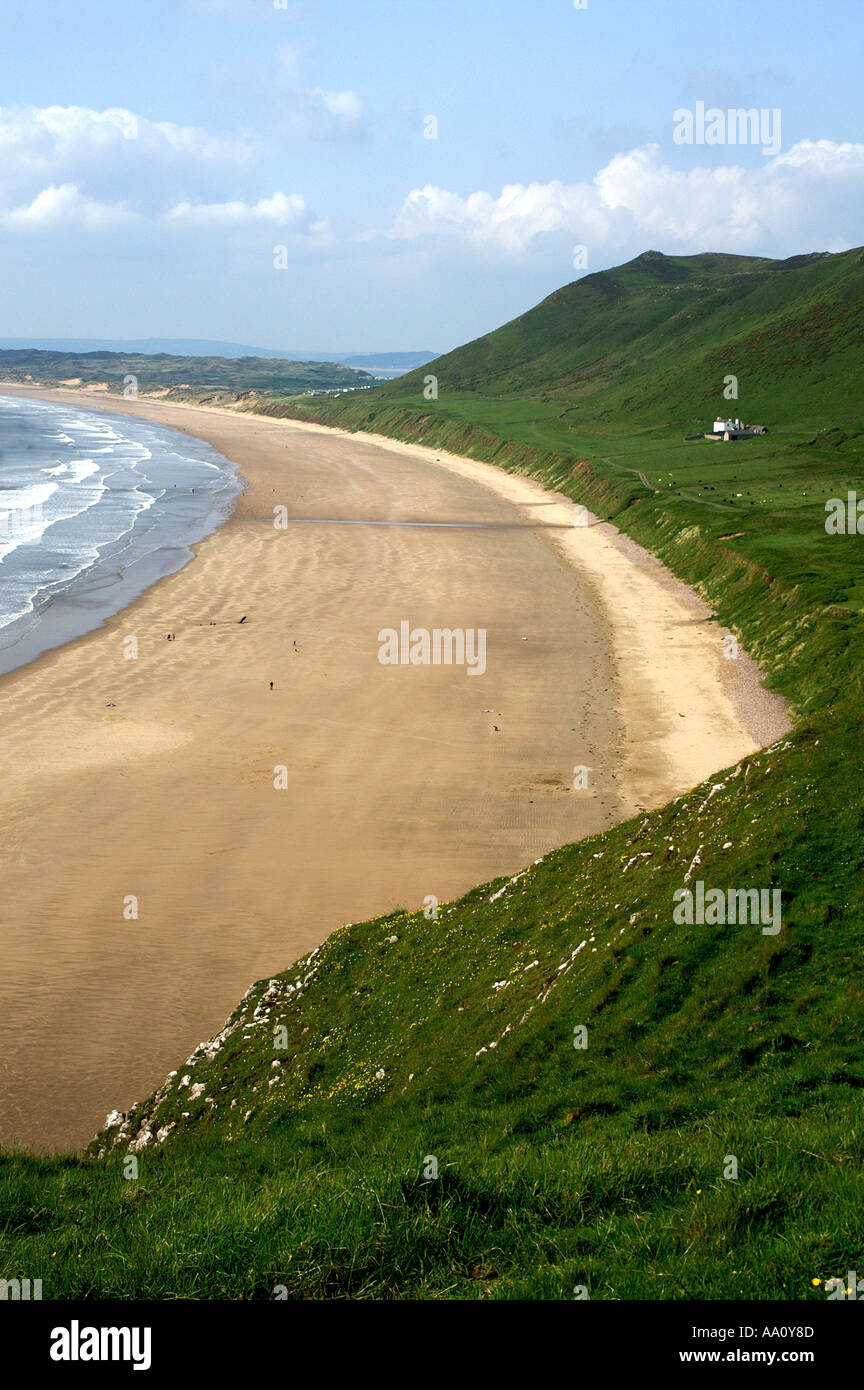 Beach and coastline near Worms Head The Gower peninsula Glamorgan Wales UK Europe Stock Photo ...