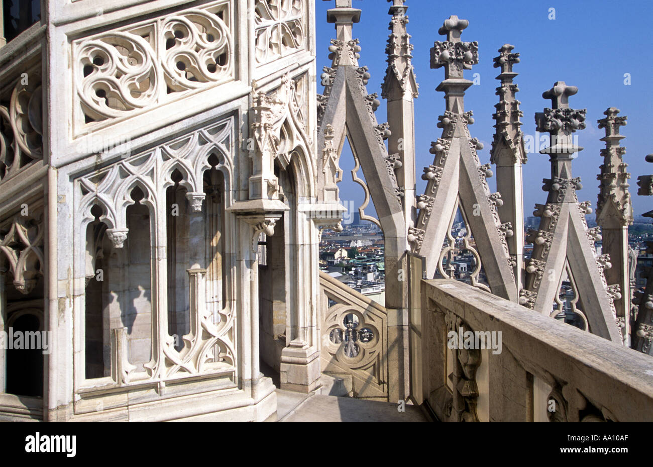 Stone work detail from the roof of Milan Duomo Milan Italy Stock Photo ...