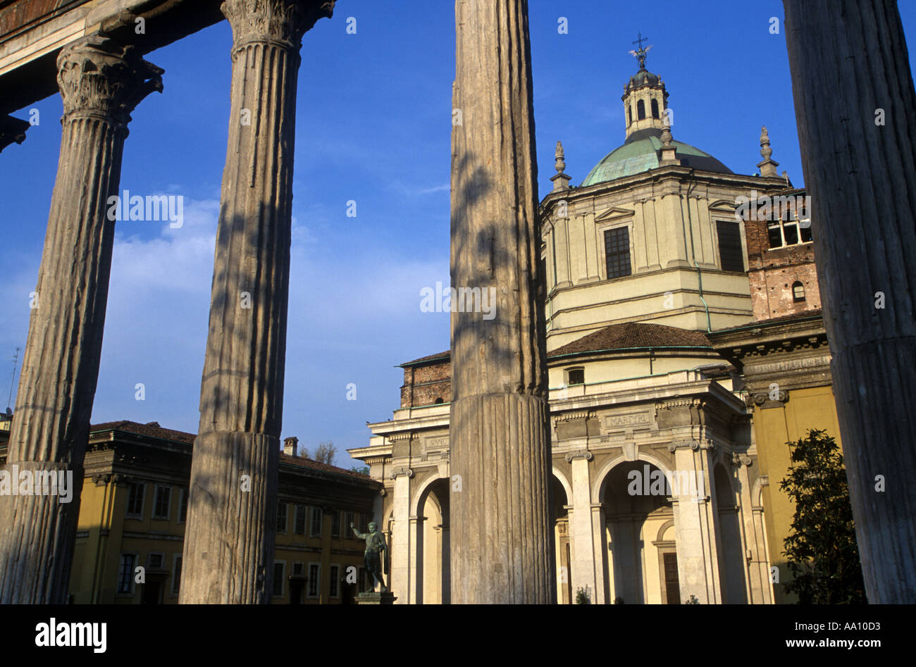 Statue of Constantine in San Lorenzo alle Colonne Milan Italy Stock ...