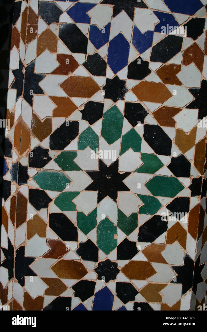 geometric mosaic decorative work tile work marrakech marrakesh morocco ...