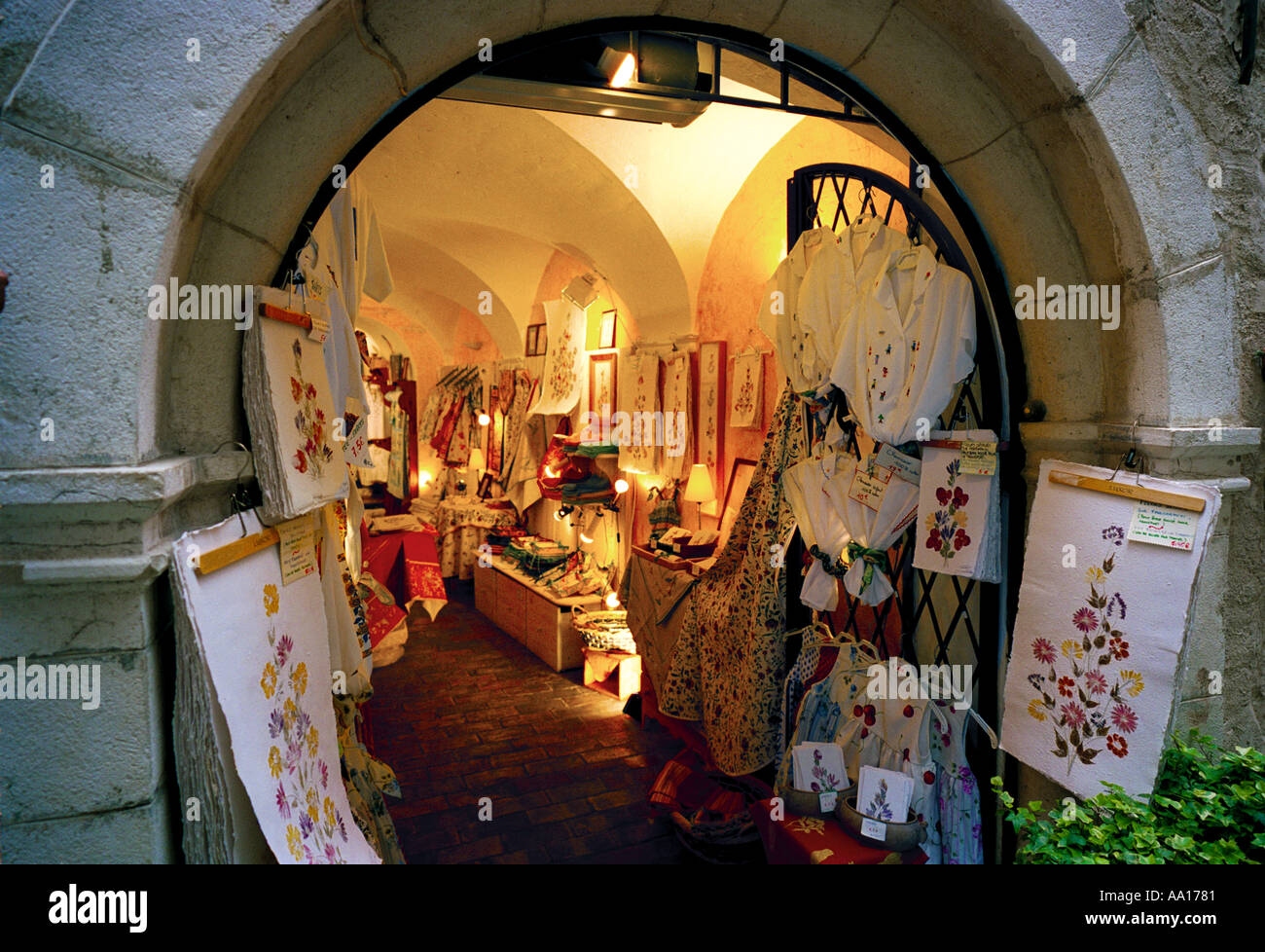 An art gallery in an ancient building in the medieval walled town of ...