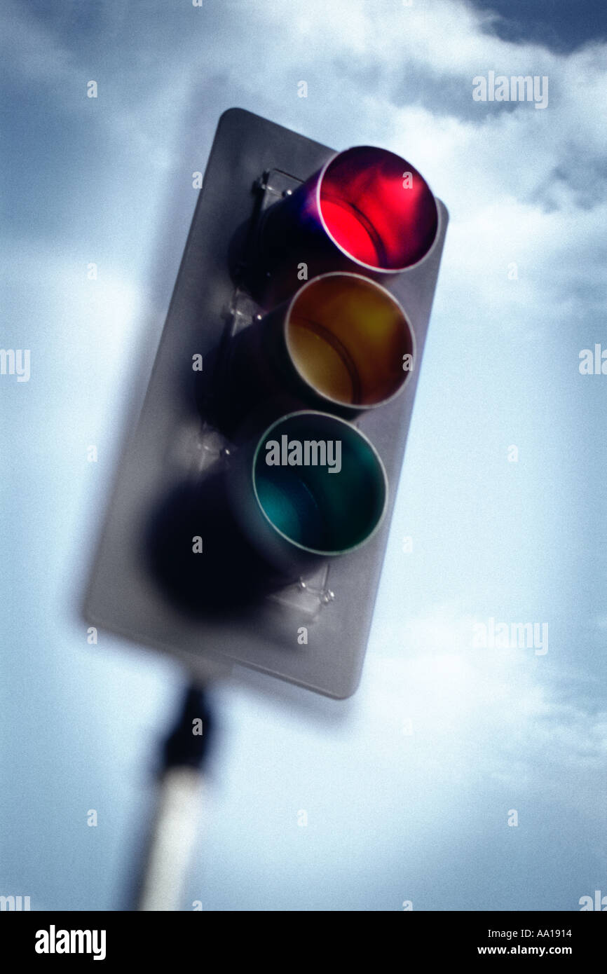 Traffic light with red light glowing Stock Photo - Alamy