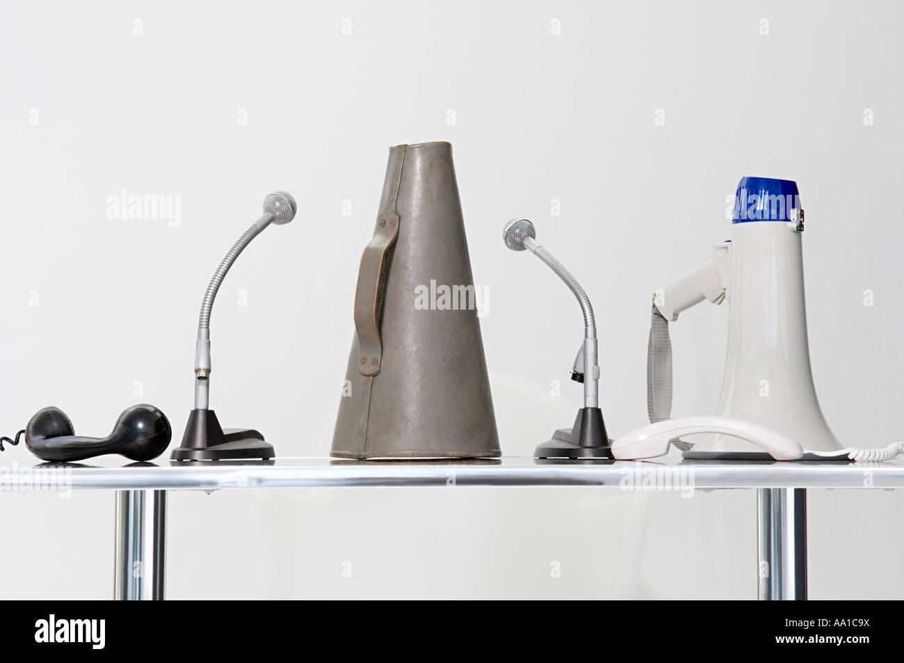 Loudspeaker megaphone microphone and telephone Stock Photo - Alamy