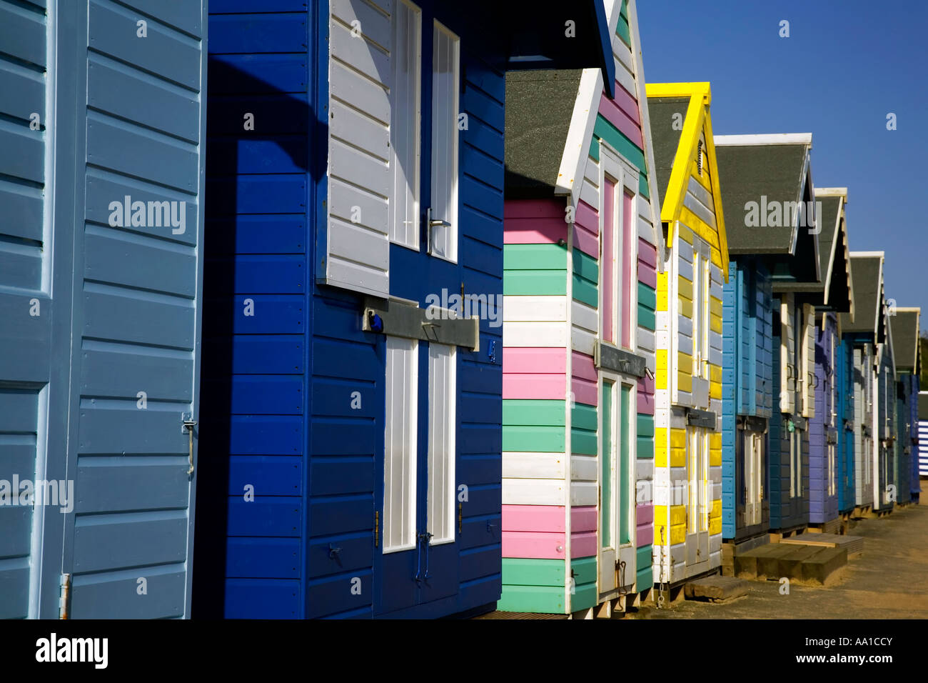 Summer Beach Huts Cromer Norfolk England Stock Photo - Alamy