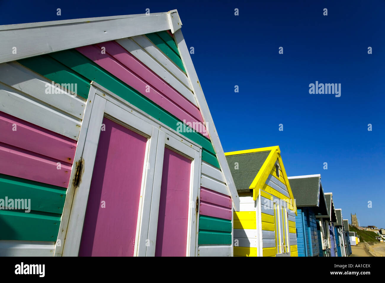 Summer Beach Huts Cromer Norfolk England Stock Photo - Alamy
