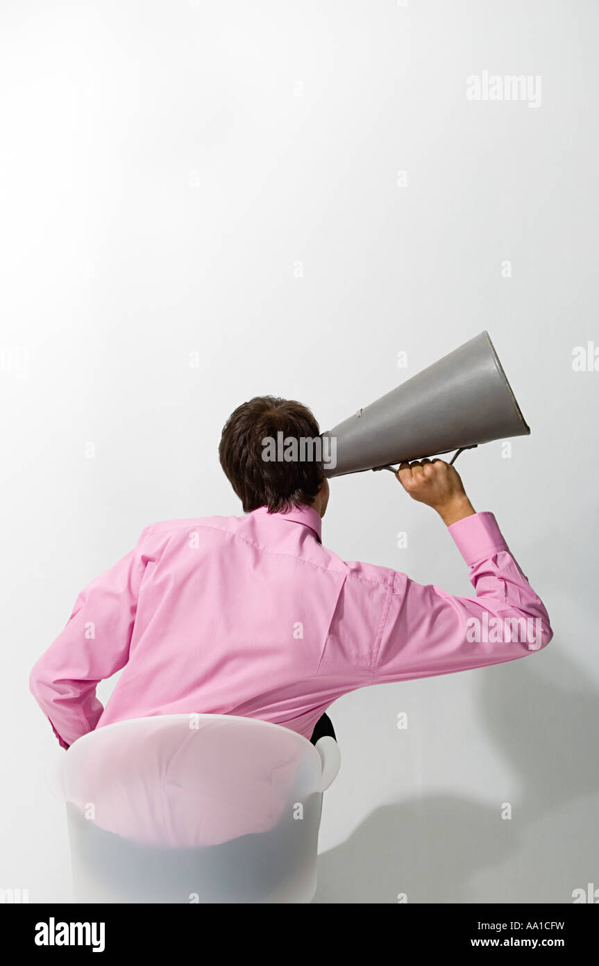 Man megaphone rear view hi-res stock photography and images - Alamy