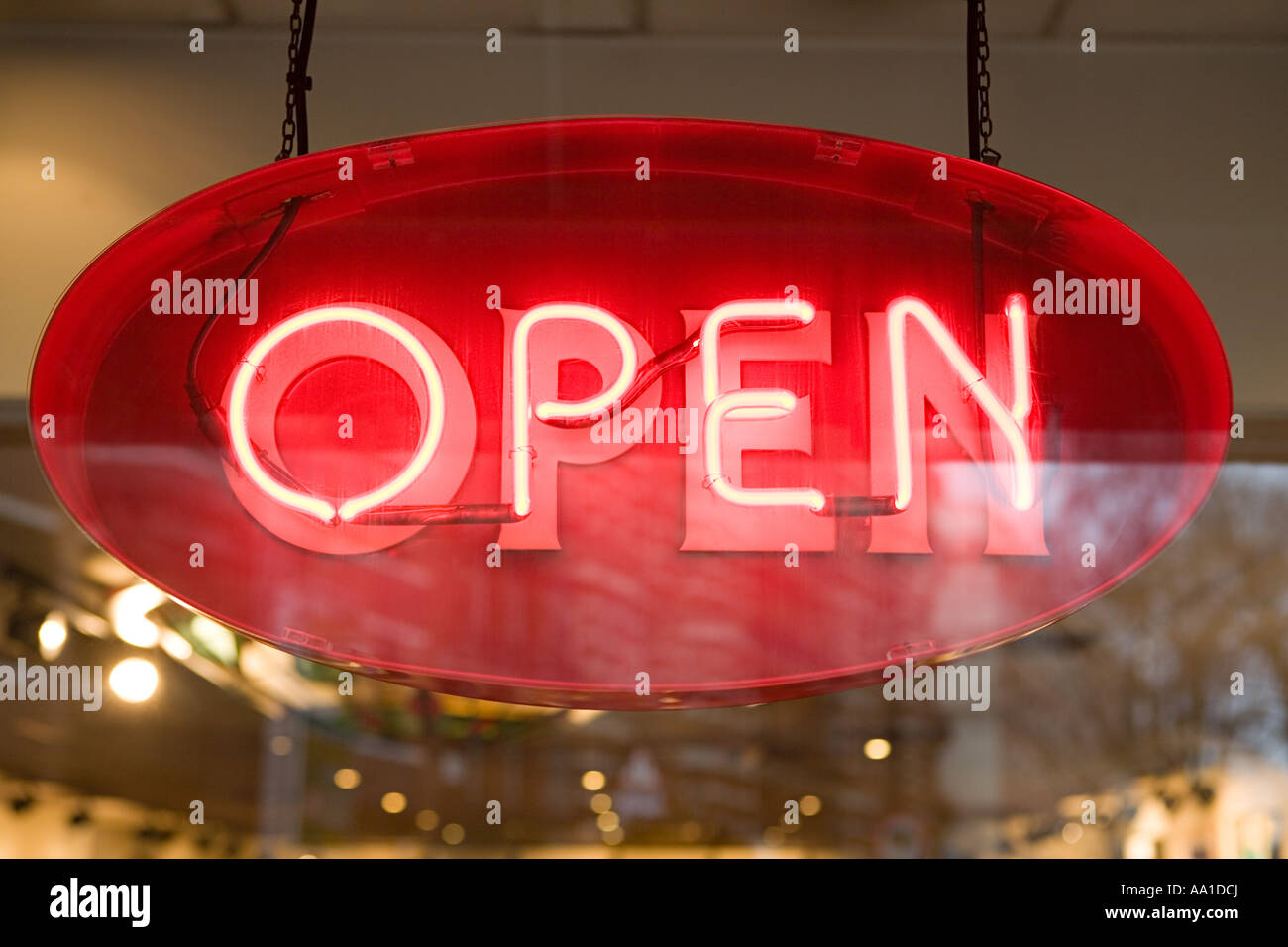 Neon writing open hi-res stock photography and images - Alamy