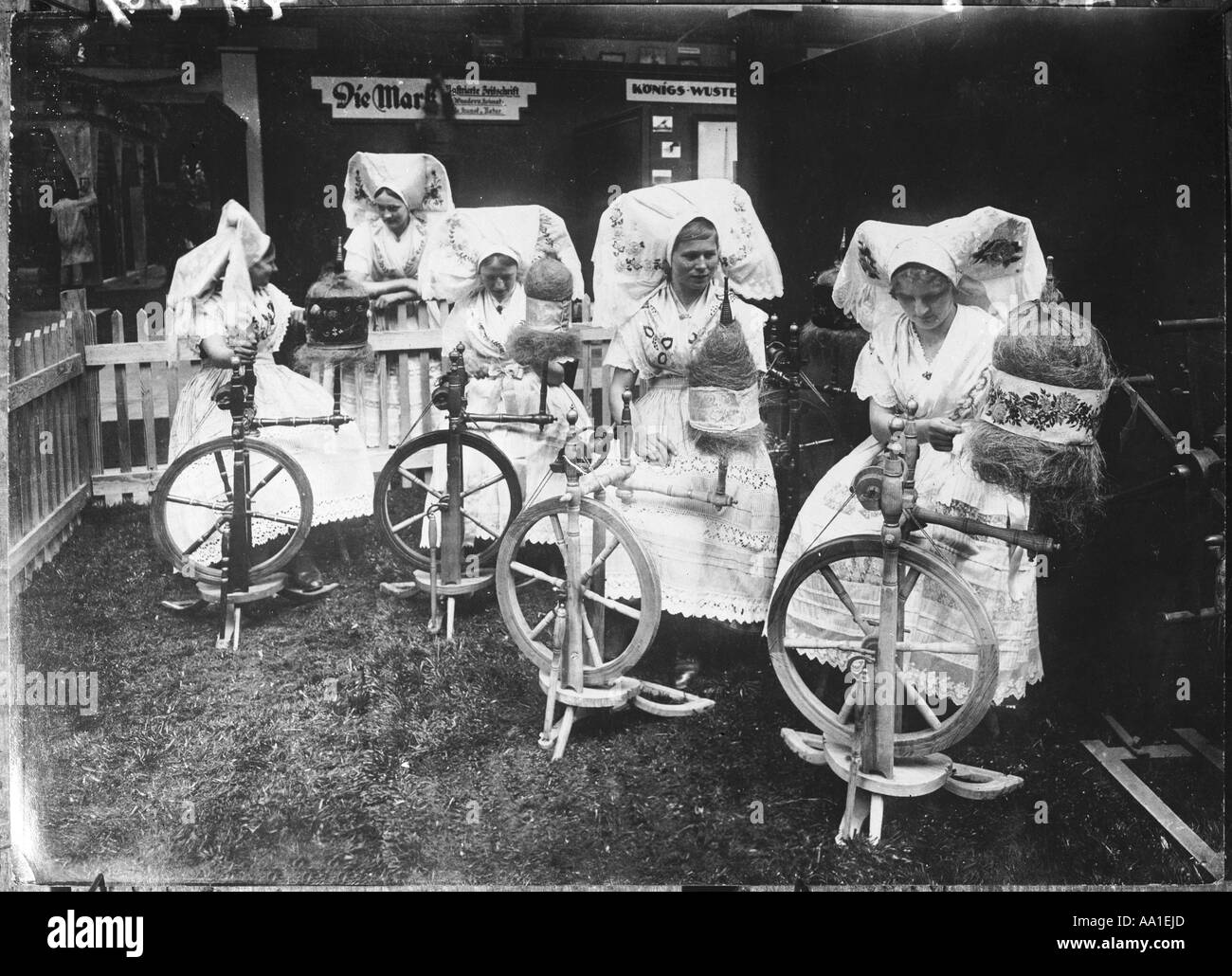 German Women Spinning Stock Photo - Alamy
