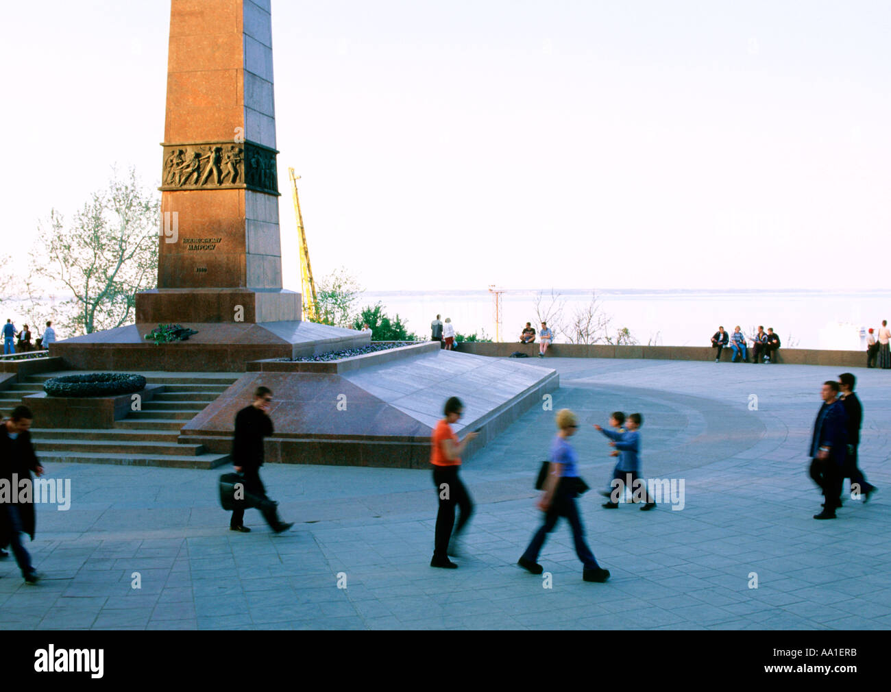 Odessa, Ukraine, people walking at town square, side view Stock Photo ...