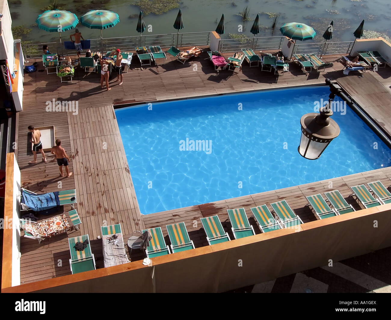 Swimming pool on the banks of the Tiber La spiaggia a Roma Rome Italy ...