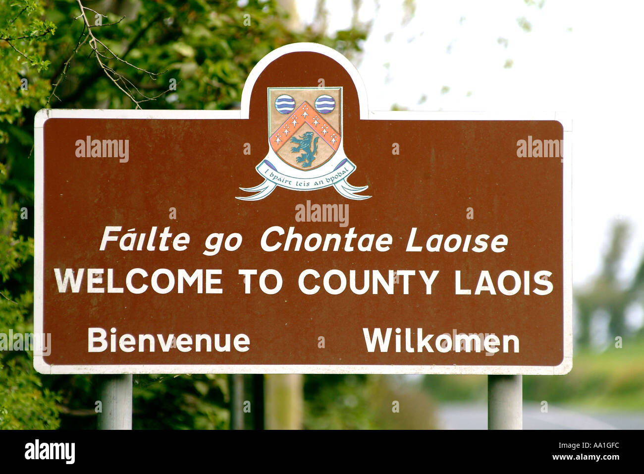 'Welcome to County Laois' sign in Ireland Stock Photo - Alamy