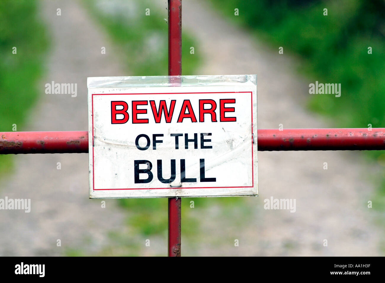 A 'Beware of the bull' sign in Ireland Stock Photo - Alamy