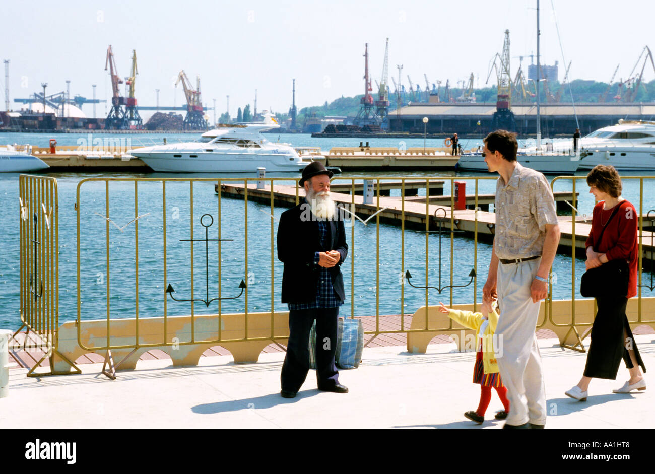 Ukraine, Odessa, people walking on marina, side view Stock Photo - Alamy