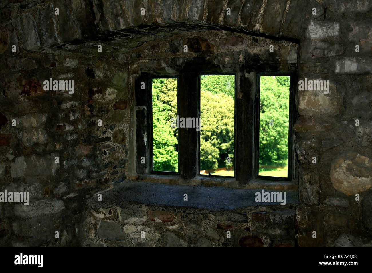 Window in wall of Cardiff castle Wales UK Stock Photo - Alamy