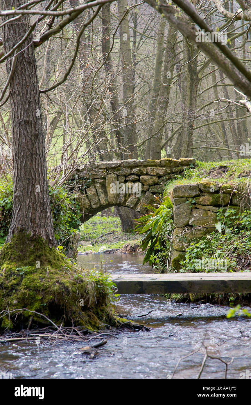 Cotswold stone bridge over Dillay Brook Snows Farm Stock Photo - Alamy