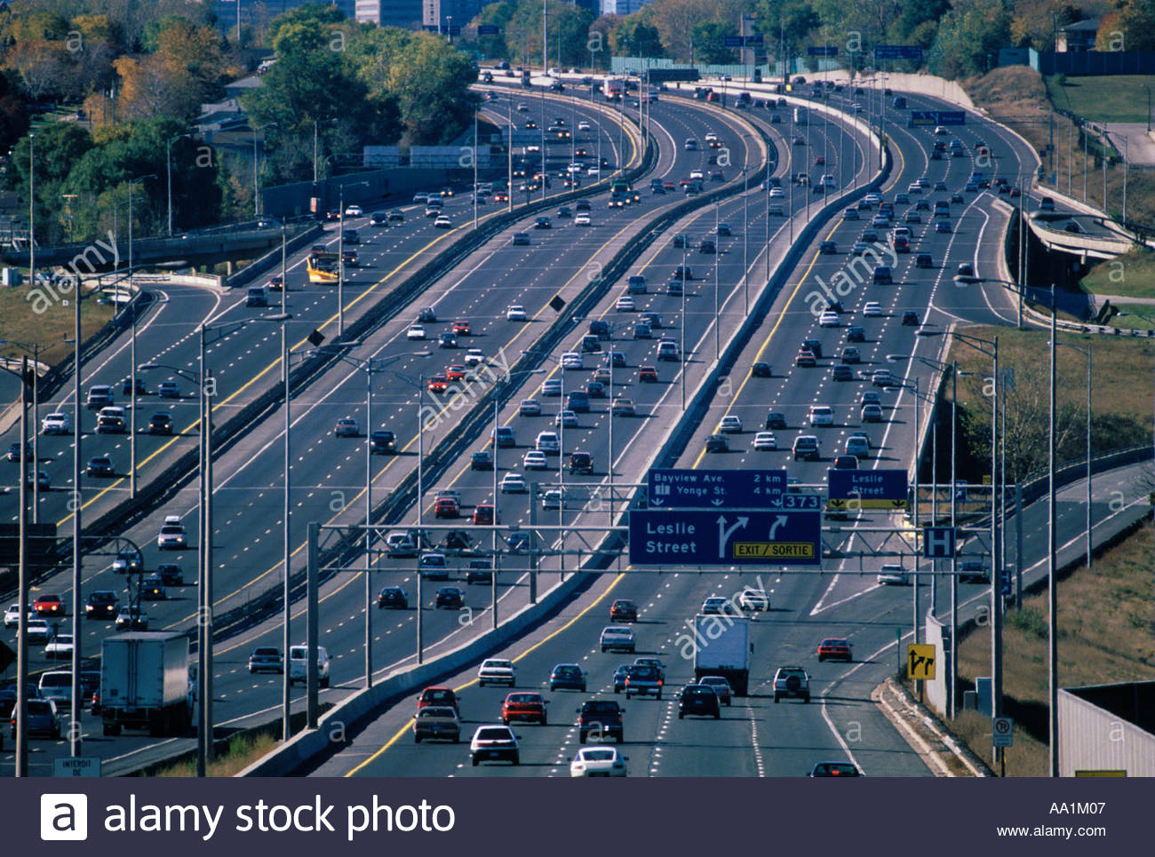 Fourteen Lanes Of Traffic On Highway 401 Across The Top Of Toronto ...