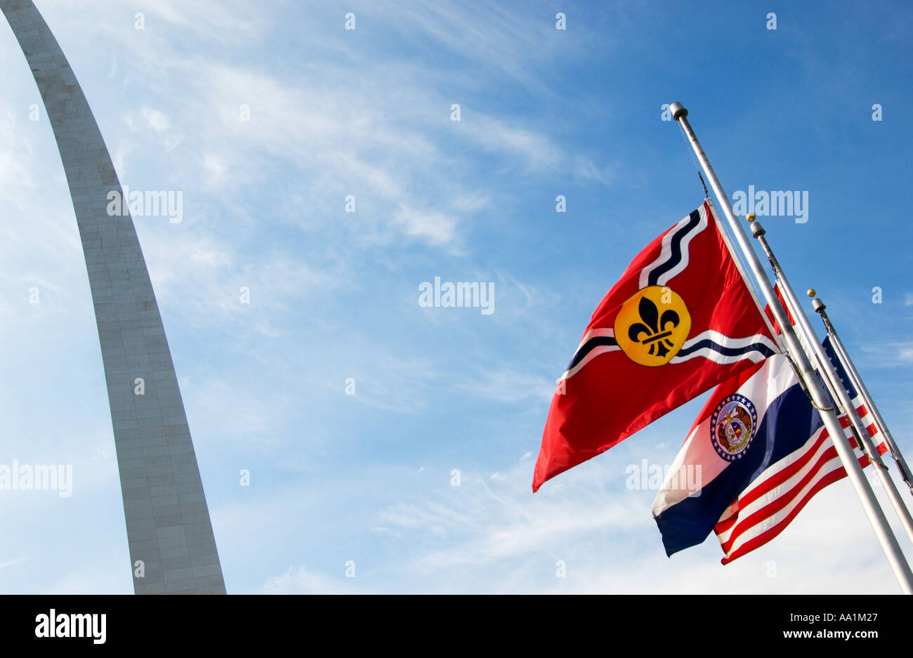 Saint Louis Arch and flags Missouri USA Stock Photo - Alamy