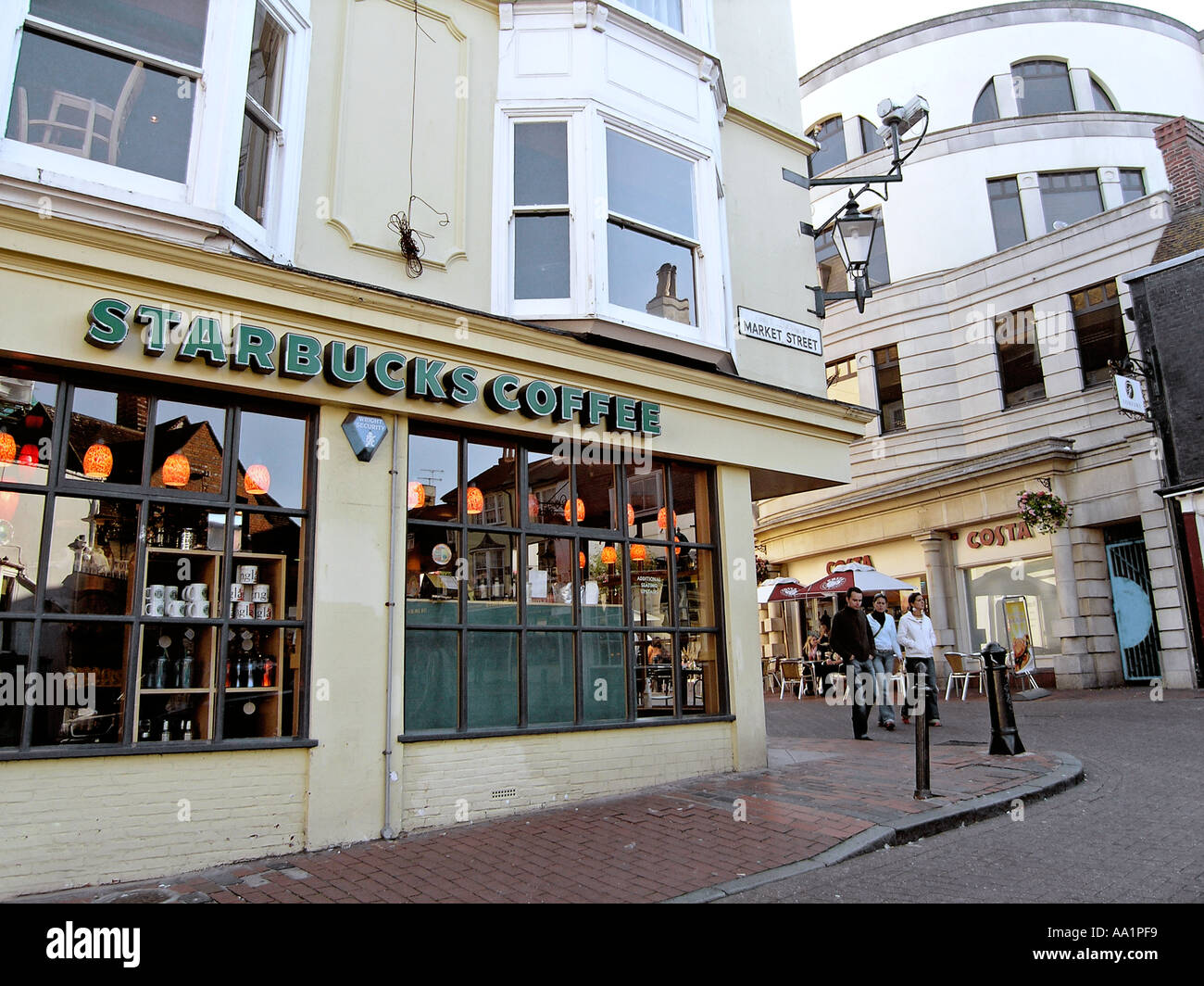 Big brand coffee shops Starbucks and Costa Coffee in The Lanes Brighton ...
