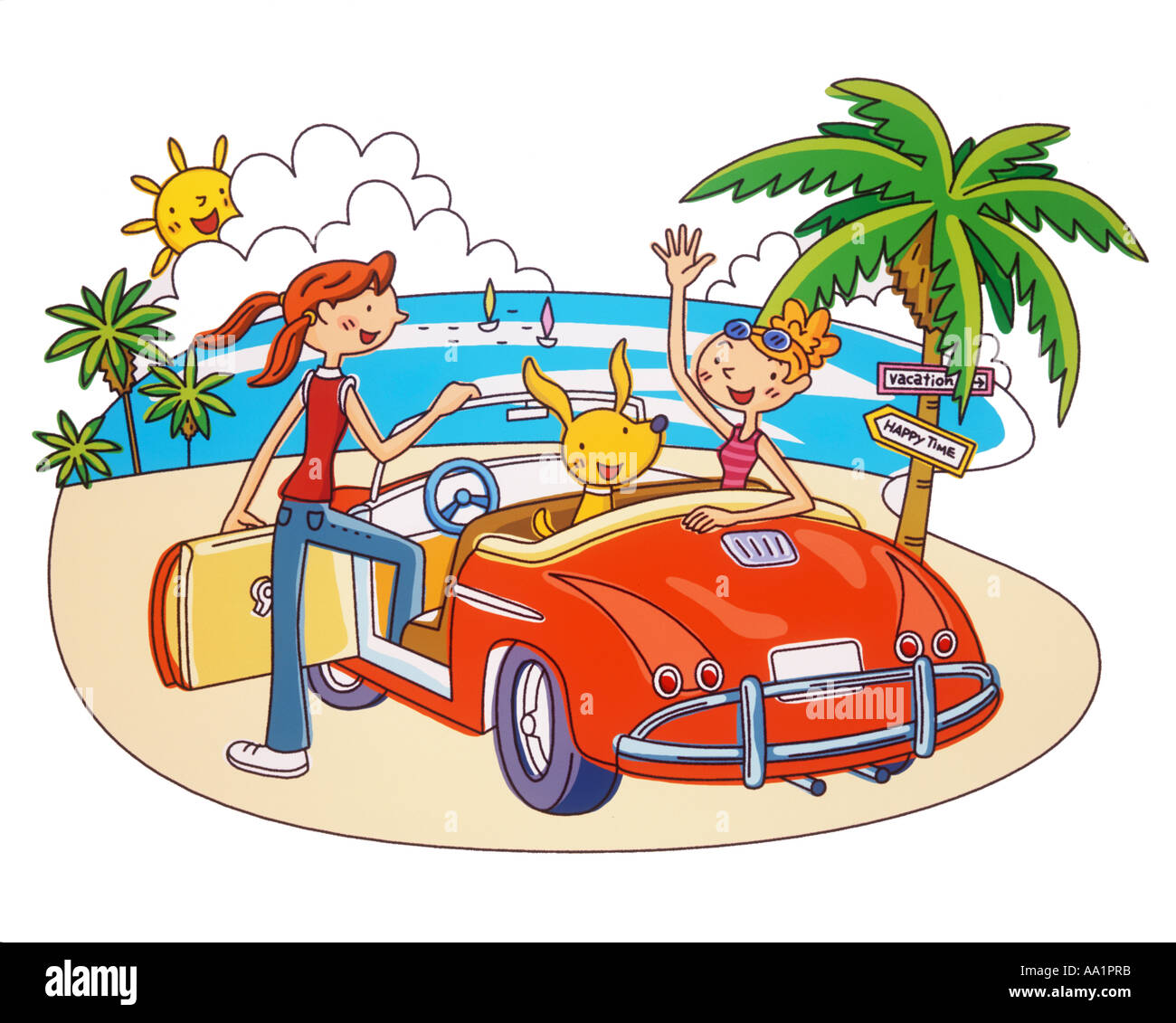 Woman dog car Cut Out Stock Images & Pictures - Alamy