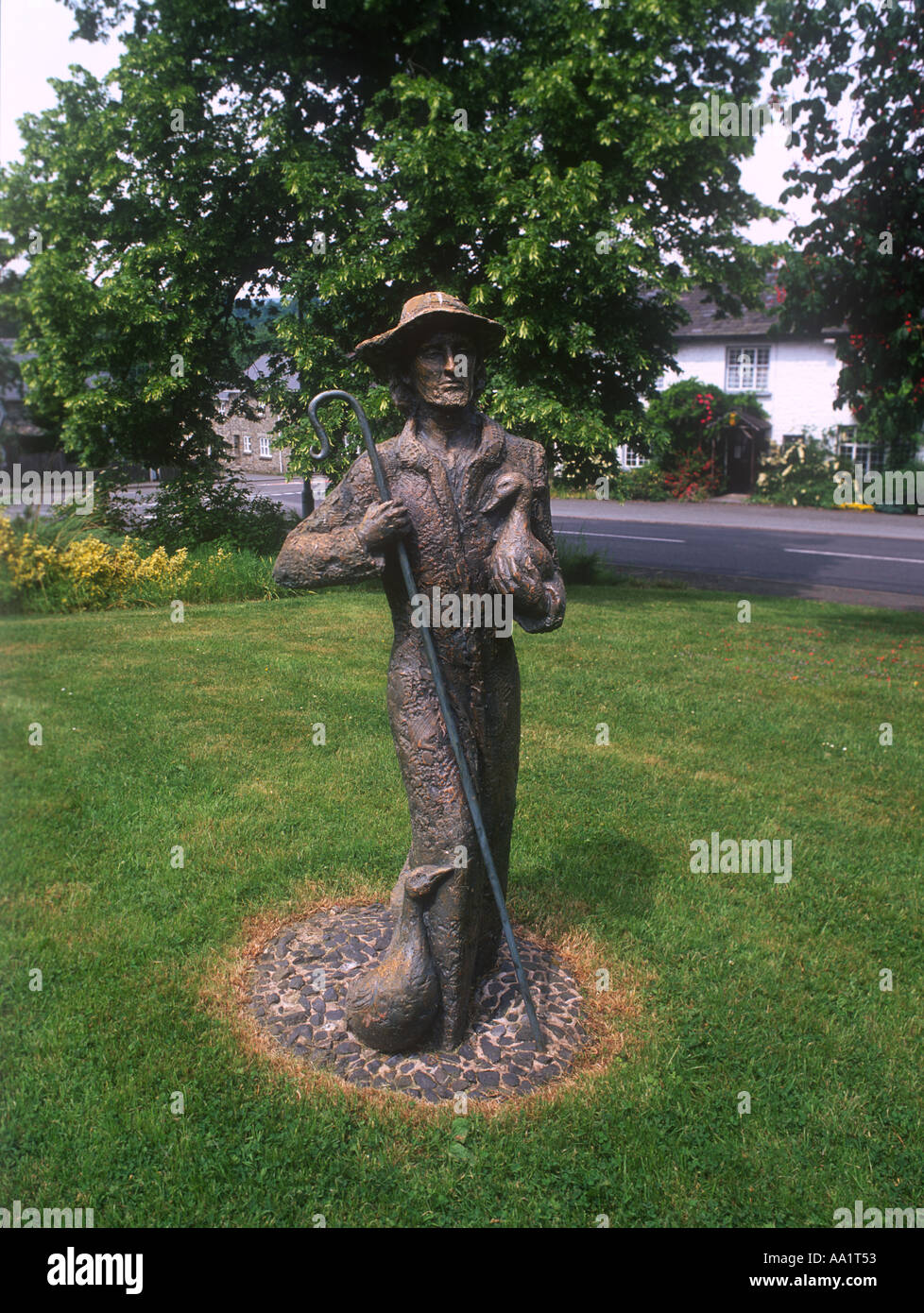 The Drover Statue Newbridge on Wye Mid Wales Stock Photo - Alamy