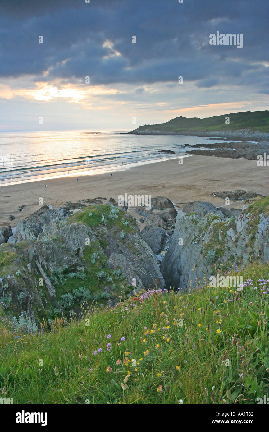 Sunset over Barricane Beach North Devon Stock Photo - Alamy