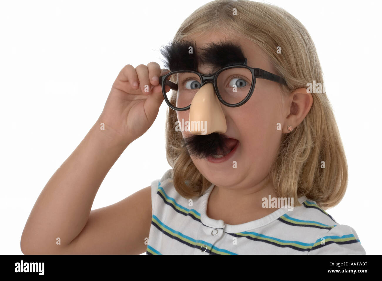 Girl Wearing Groucho Glasses Stock Photo - Alamy