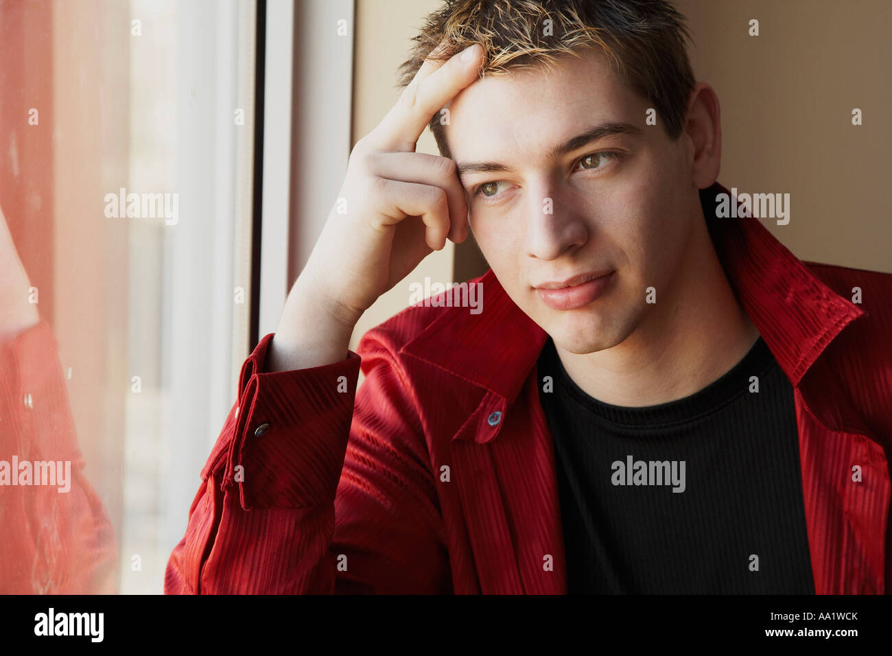 Man Looking Out Window Stock Photo - Alamy