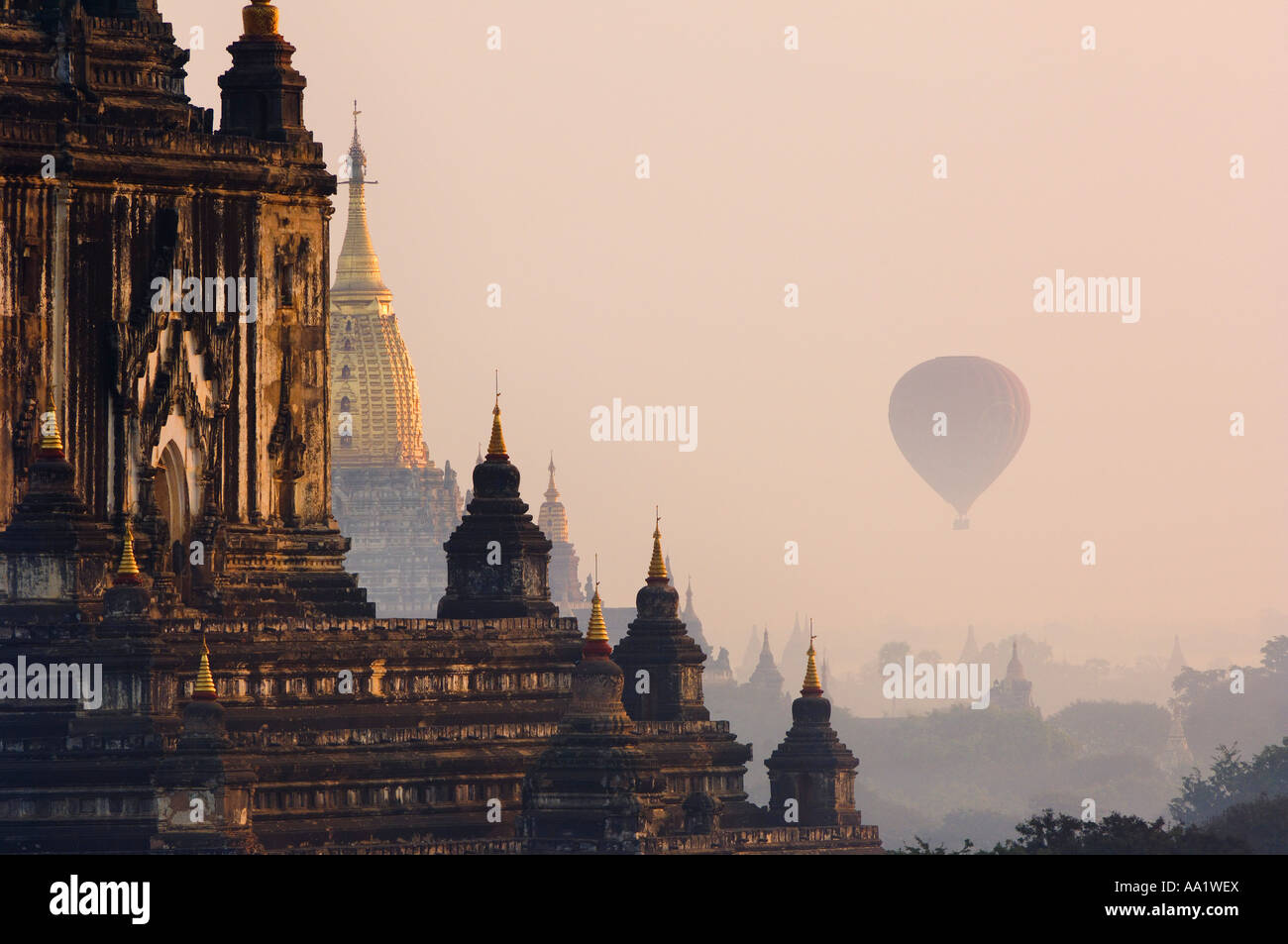 Hot Air Balloon Over Bagan, Myanmar Stock Photo - Alamy