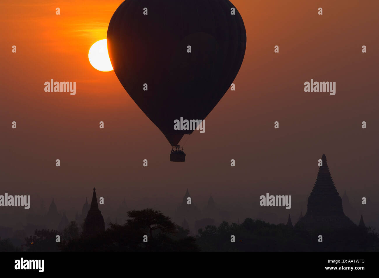 Hot Air Balloon Over Bagan, Myanmar Stock Photo - Alamy