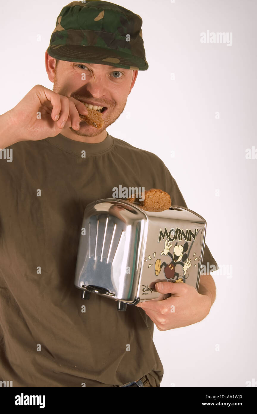 Man and toaster Stock Photo - Alamy