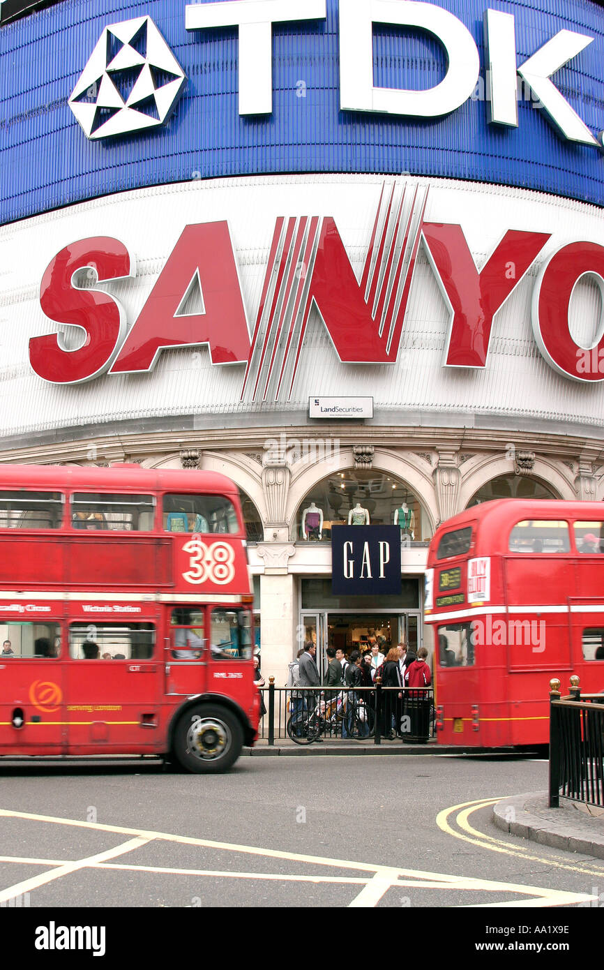 Red Buses at Piccadilly London Stock Photo - Alamy
