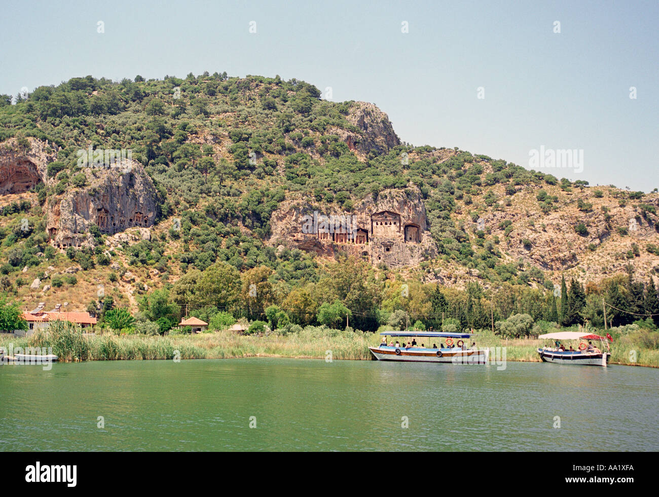 Kings tombs in the cliff face Kaunos Dalyan Turkey Stock Photo - Alamy