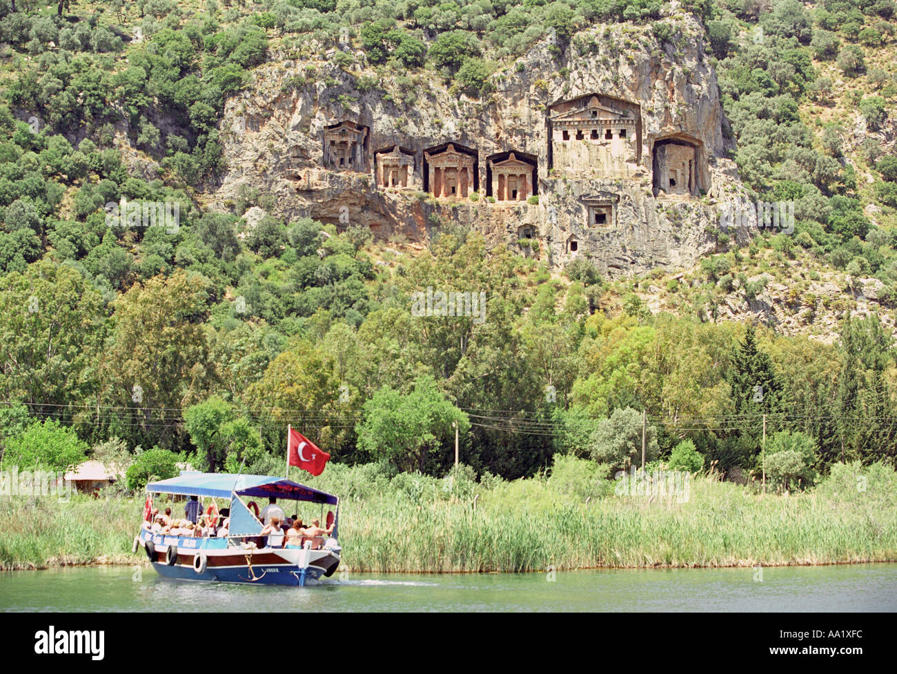 Kings tombs in the cliff face Kaunos Dalyan Turkey Stock Photo - Alamy