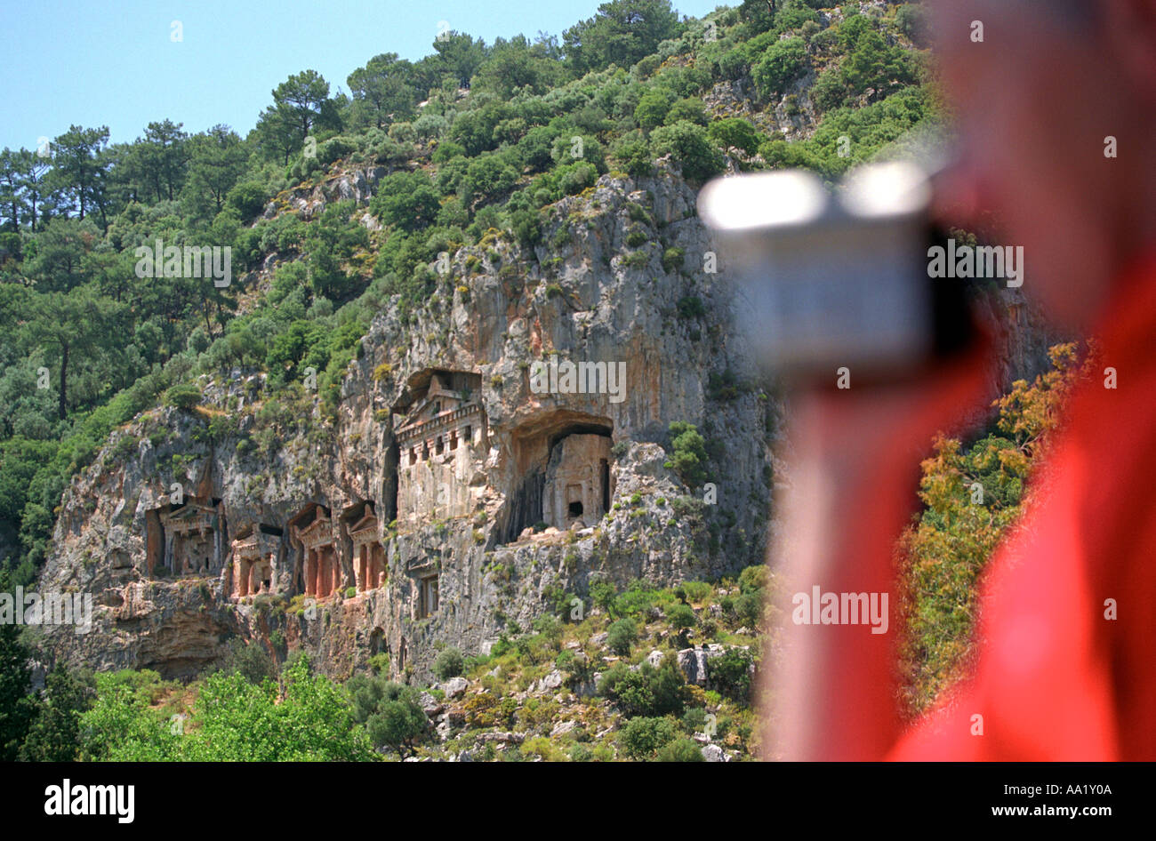Kings tombs in the cliff face Kaunos Dalyan Turkey Stock Photo - Alamy