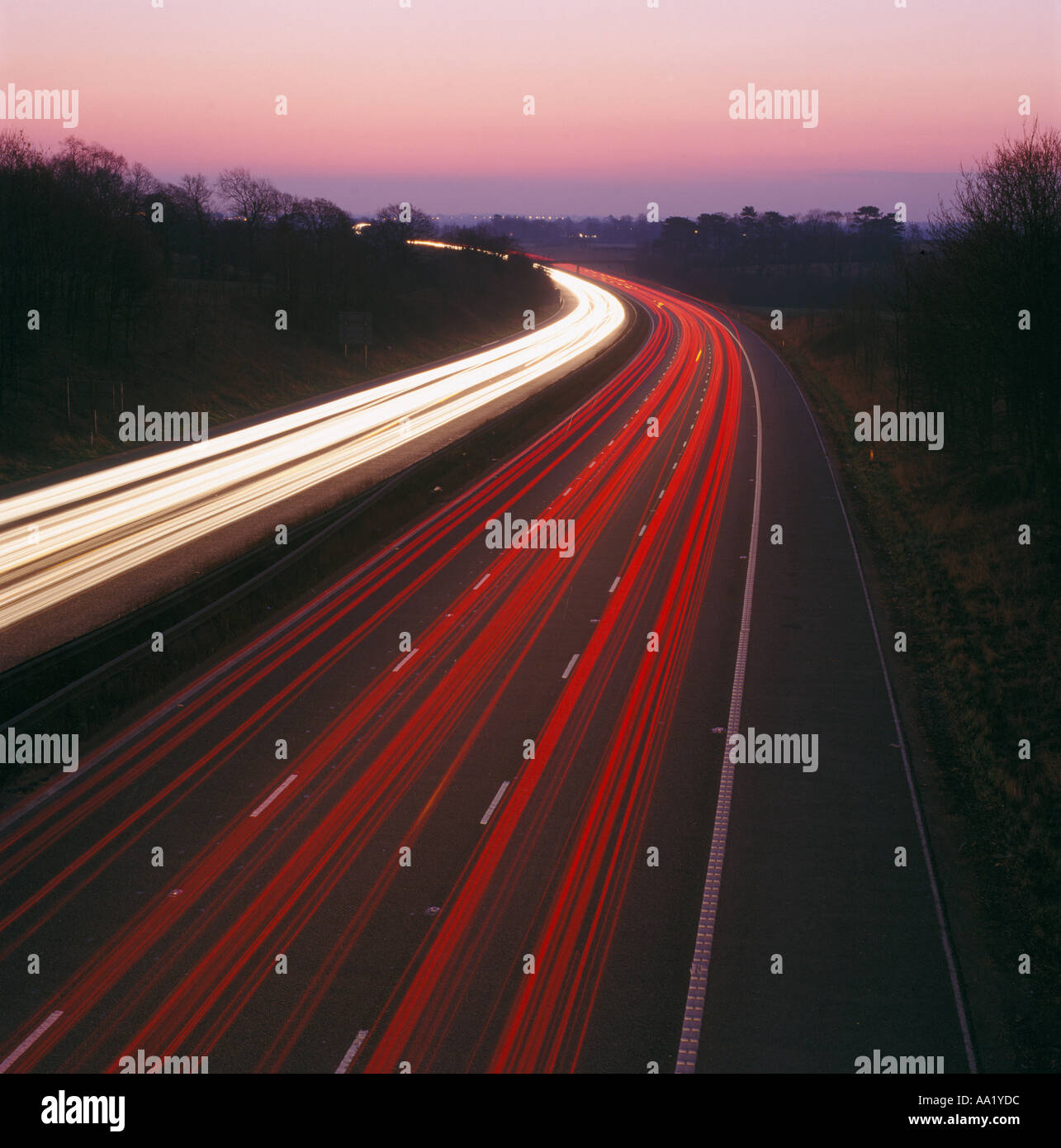 Light trails on motorway Stock Photo - Alamy