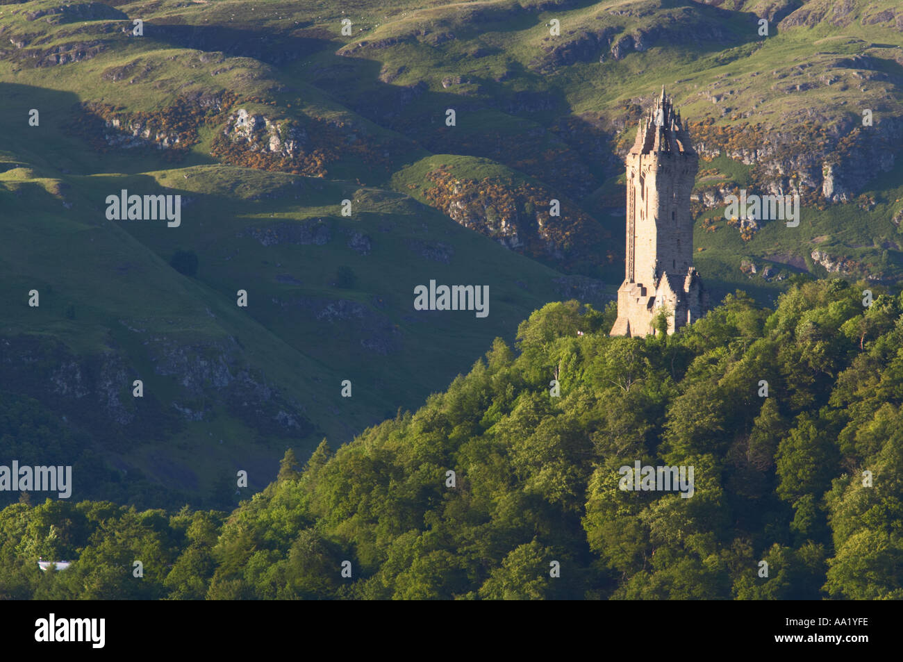 Stirling City, Scotland. The National Wallace Monument on Abbey Craig ...
