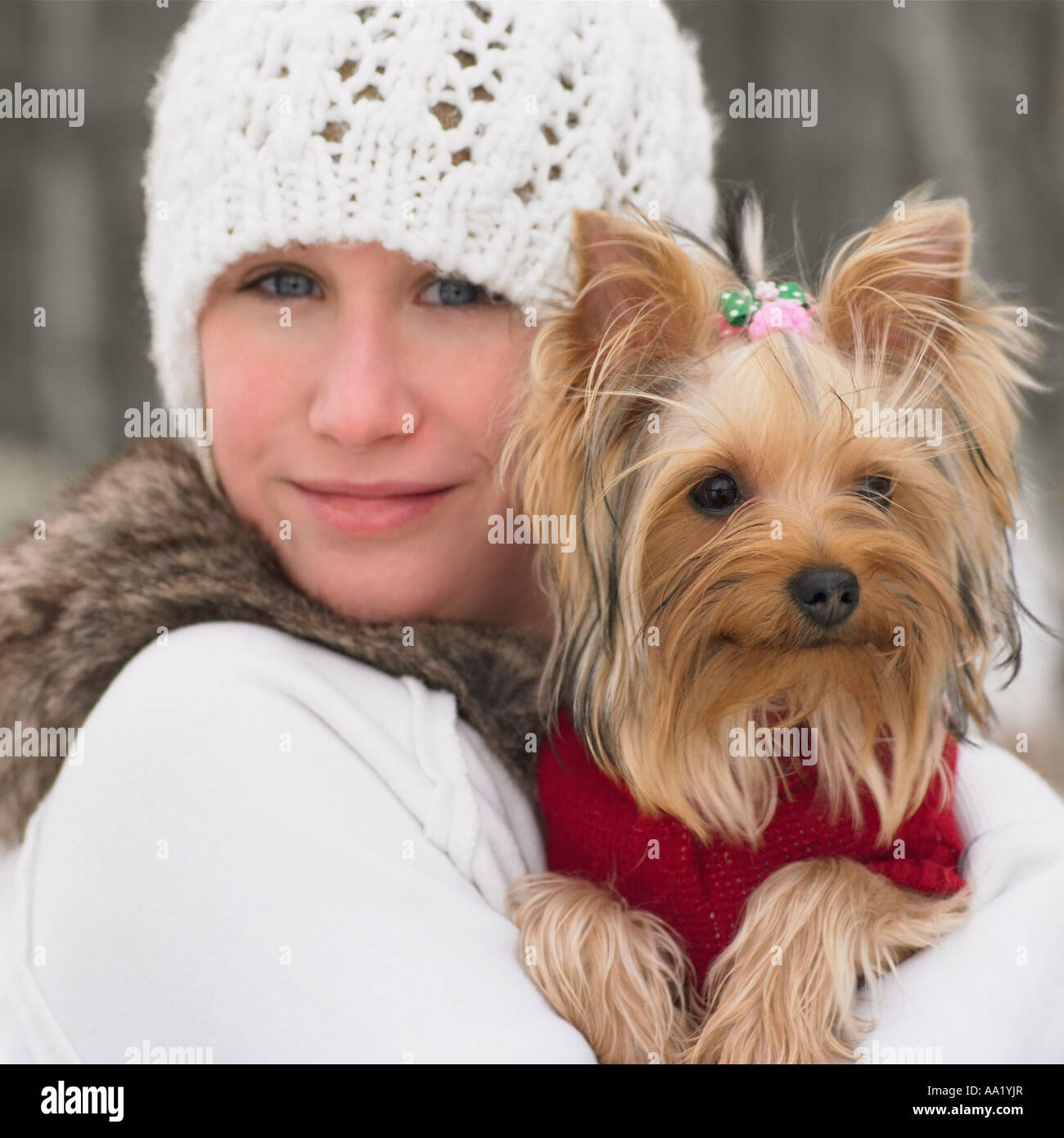 Portrait of Girl with Dog Stock Photo - Alamy