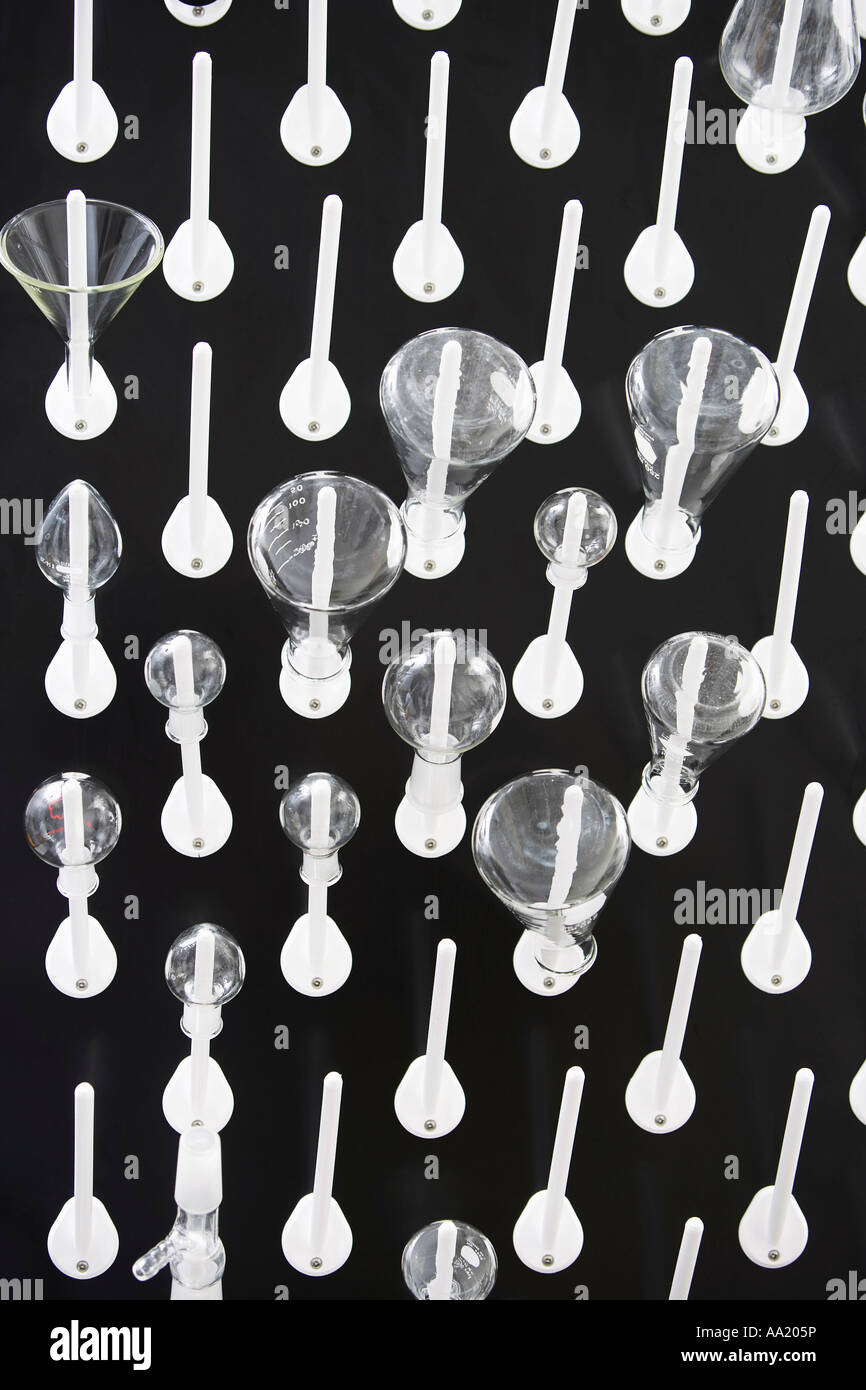 Beakers on Drying Rack Stock Photo - Alamy